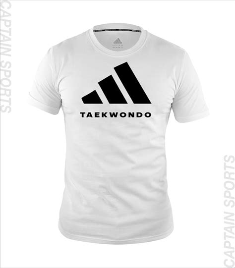 Adidas New Taekwondo T Shirt White Black — Captain Sports Retail