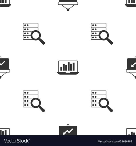 Set Board With Graph Laptop Chart And Server Vector Image