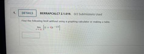 solved find the following limit without using a graphing