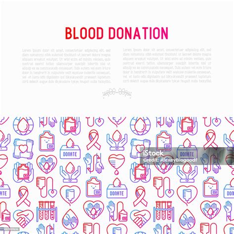 헌 혈 자선 상호 원조 얇은 라인 아이콘 컨셉 수혈 의학 도움 및 자원 봉사자의 기호 현대 벡터 일러스트 레이 션 포스터 인쇄 매체 세계 기증자의 날 가방에 대한 스톡 벡터