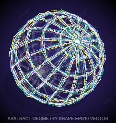 Handdrawn Multicolored Sphere Of Abstract Stereometry 3d Polygonal Shape In Sketch Style Vector