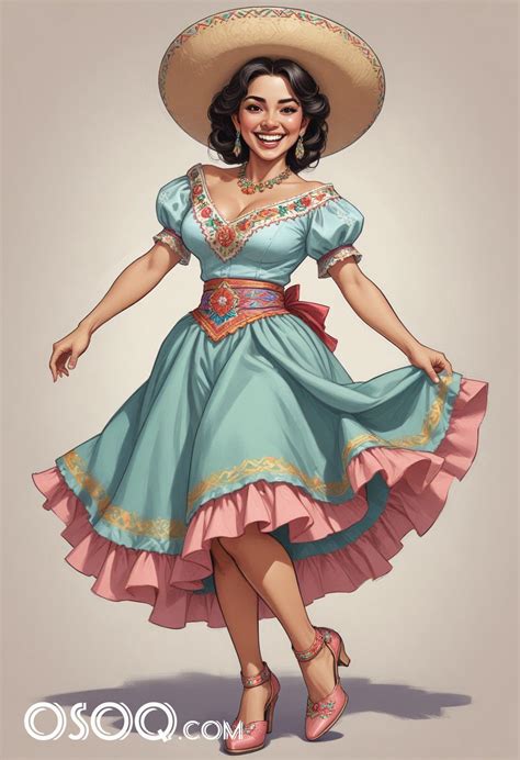 Mexican Dancers Girl Cartoon Caricature