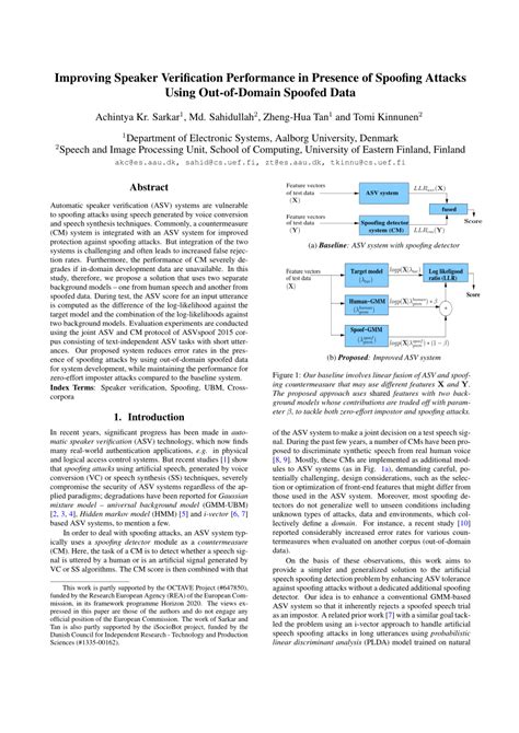 Pdf Improving Speaker Verification Performance In Presence Of Spoofing Attacks Using Out Of