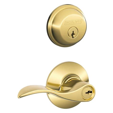 Schlage Accent Bright Brass Single Cylinder Deadbolt And Keyed Entry