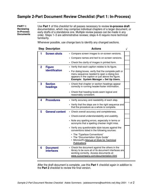 document review checklists pdf troubleshooting usability