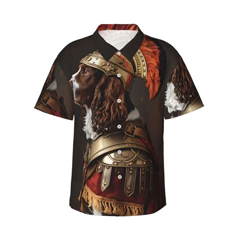 Hawaiian Shirt For Men Medieval Knight Dog Casual Summer Beach Shirts
