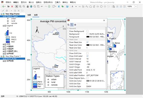 在版面中插入地图要素 — Meteoinfo 36 Documentation