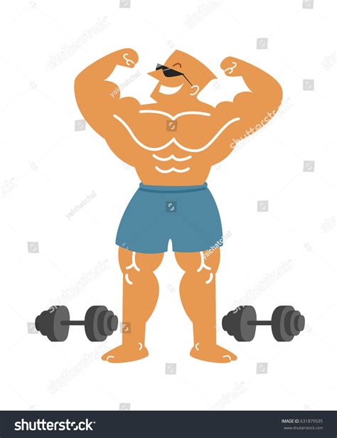 Cartoon Bodybuilder Vector Stock Vector Royalty Free 631879595