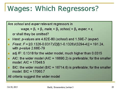 Econometrics Lecture 3 Regression Models Interpretation And Comparison