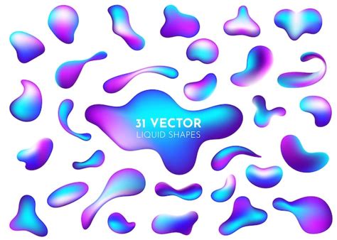 Premium Vector Liquid Flow Glow Purple Blue 3d Neon Lava Lamp Vector Geometric Set For Banner