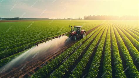 Premium Ai Image Tractor Spraying Pesticides On Soybean Field With Sprayer At Spring Generative Ai