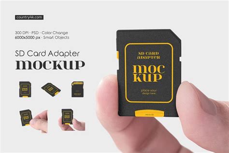 Free SD Card Adapter Mockup Set Country4k
