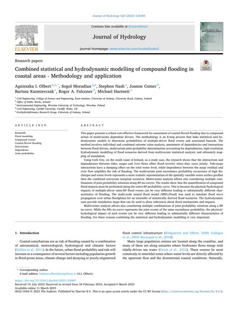 Pdf Combined Statistical And Hydrodynamic Modelling Of Compound Flooding In Coastal Areas