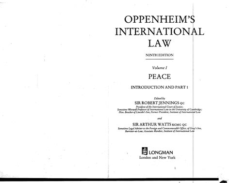 Pdfcoffee - cvbn - OPPENHEIM'! LAW NINTH EDITION Volume I PEACE INTRODUCTION AND PART 1 Edited ...