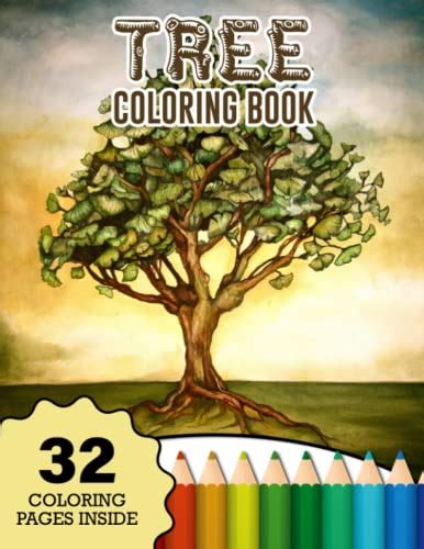 Tree Coloring Book 32 Coloring Pages Inside High Quality Illustrations