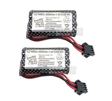 2pcs 2s 74v 800mah Li Ion Battery 14500 New 4 Pins Wpl Rc Official