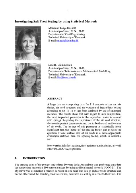 Pdf Investigating Salt Frost Scaling By Using Statistical Methods