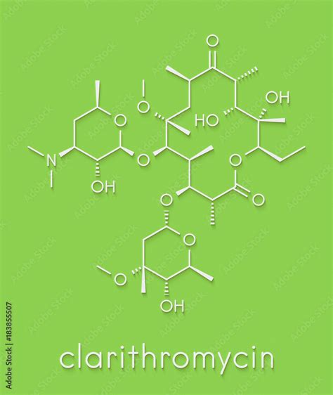 Clarithromycin Antibiotic Drug Macrolide Class Molecule Skeletal