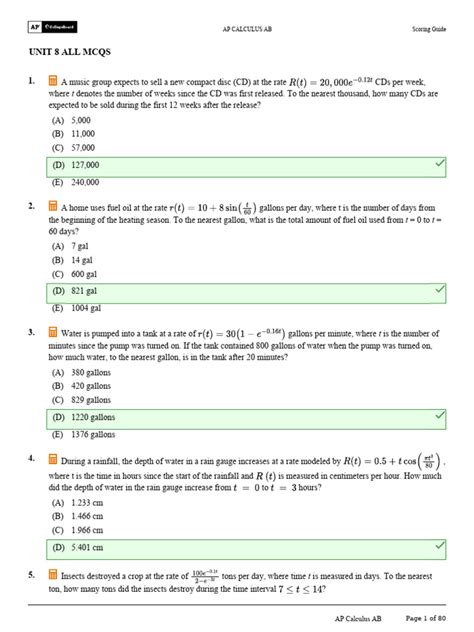 Calculus Unit 8 Mcqs 12 Elite Pdf Acceleration Velocity