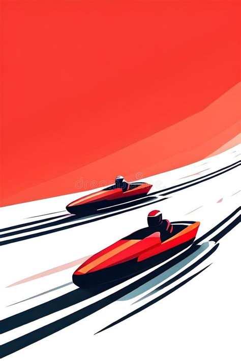 abstract icon of a bobsled team racing down a sleek minimalist track