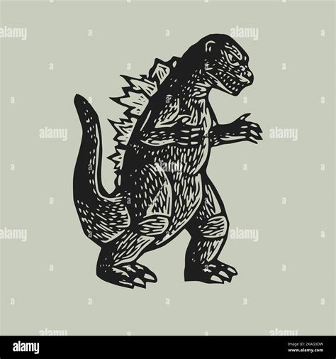 Godzilla Vector Png Godzilla In Line Style Illustration Vector