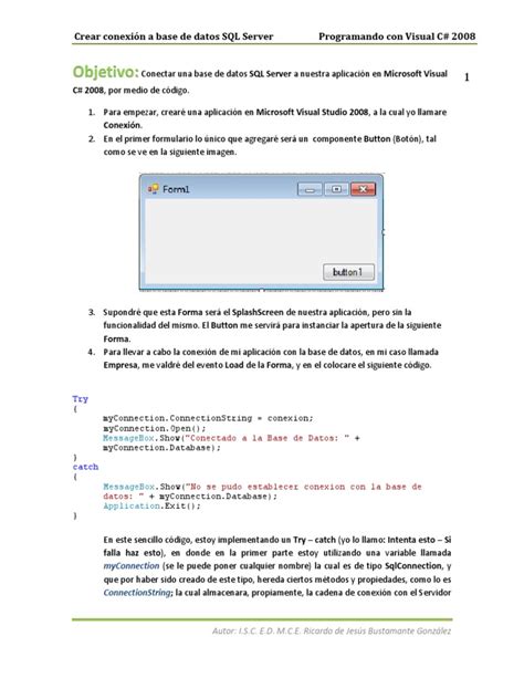 001 Conexion Con Bd Pdf Servidor Sql De Microsoft C Sharp Lenguaje De Programación