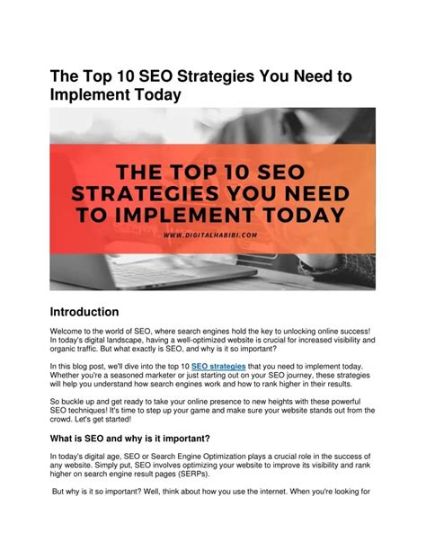 PPT The Top SEO Strategies You Need To Implement Today PowerPoint Presentation ID