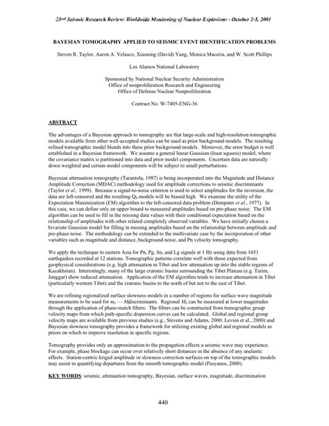 Pdf Bayesian Tomography Applied To Seismic Event Identification Problems