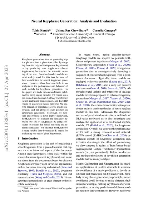 Pdf Neural Keyphrase Generation Analysis And Evaluation