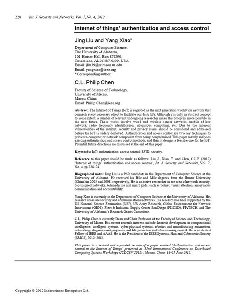 Internet Of Things Authentication And Access Control Pdf Internet Of Things Password