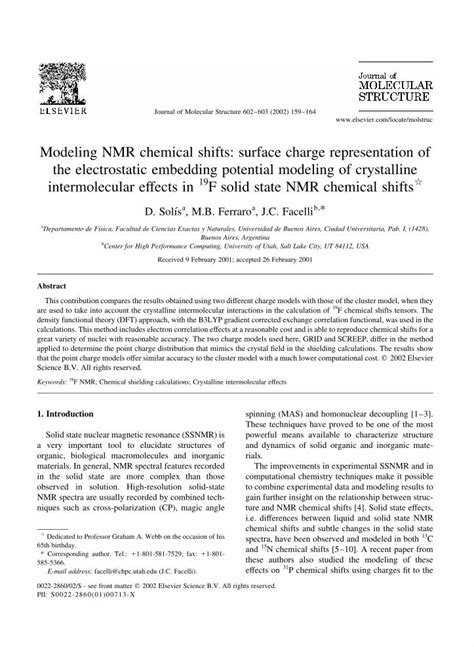 Pdf Modeling Nmr Chemical Shifts Surface Charge Representation Of