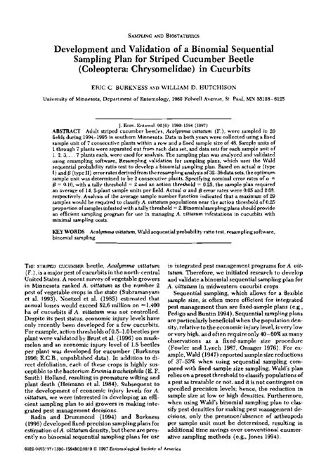 Pdf Development And Validation Of A Binomial Sequential Sampling Plan