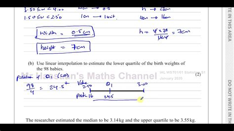 Wst01 01 Ial Edexcel S1 Jan 2020 Q4 Histograms Linear Interpolation Estimating The