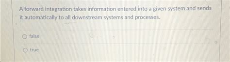 Solved A Forward Integration Takes Information Entered Into