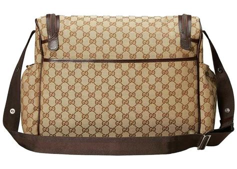 Gucci Diaper Bag Gg Supreme Beigeebony In Canvas With Silver Tone