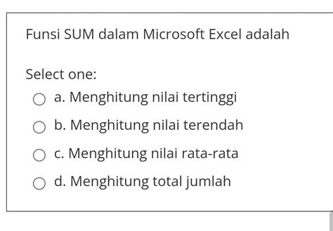 Funsi Sum Dalam Microsoft Excel Adalah Select Studyx