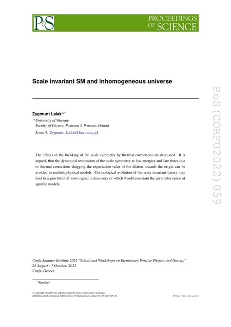 Pdf Scale Invariant Sm And Inhomogeneous Universe