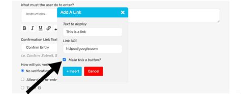 Add A Link Or Button To An Entry Method SweepWidget Help Docs