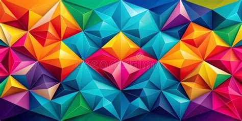 Vibrant Abstract Geometric Pattern Of Interlocking Colorful Triangles Generative Ai Stock