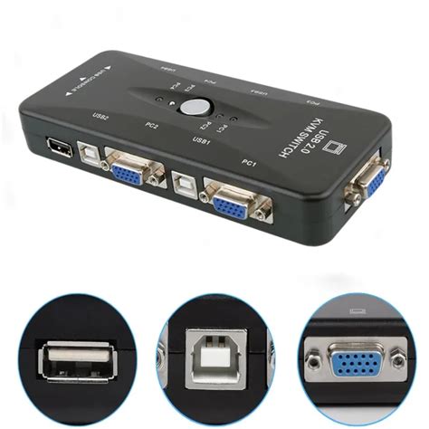 Port KVM Switch USB HDMI KVM Switch Box In Out K P VGA Splitter Four Hosts One