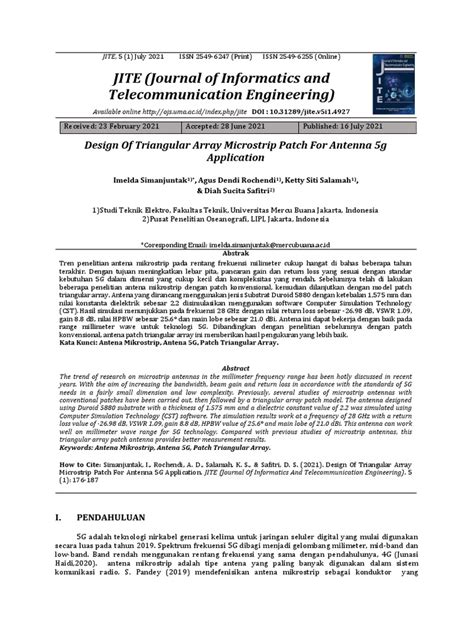 Design Of Triangular Array Microstrip Patch For Antenna 5g Application