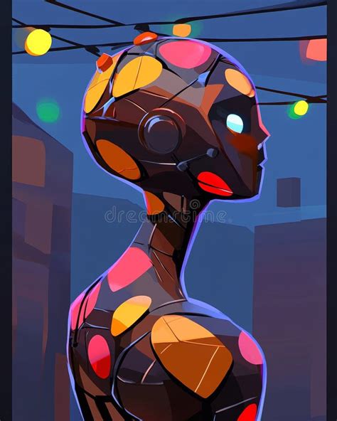 android inspired human mind blowing retro futuristic artwork stock