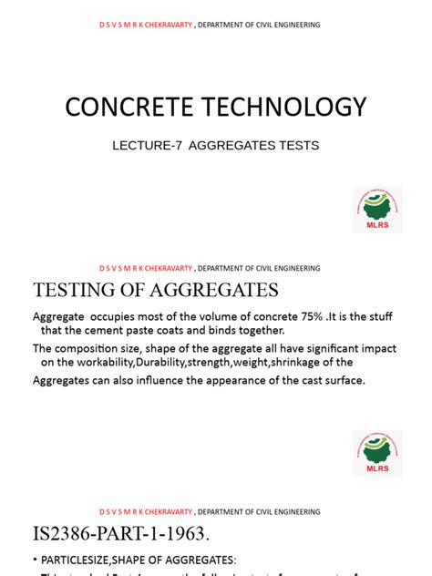 testing of aggregates ppt 23 09 2020 revised pdf concrete construction aggregate