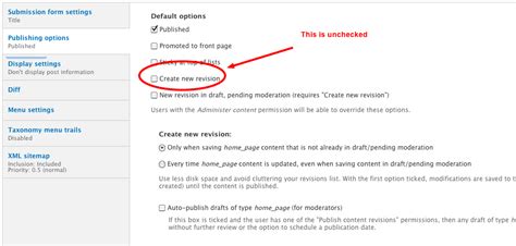 revision information tab still visible when create new revisions is