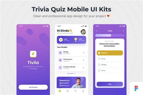quiz crossword quizzes and trivia game app ui kit websites ux and ui