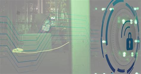 Image Of Data Processing Over Asian Male Hacker In Server Room Stock Illustration Illustration