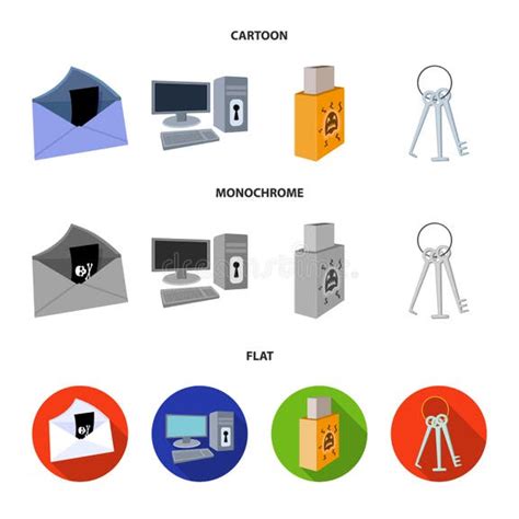 Virus Monitor Display Screen Hackers And Hacking Set Collection Icons In Cartoonflat