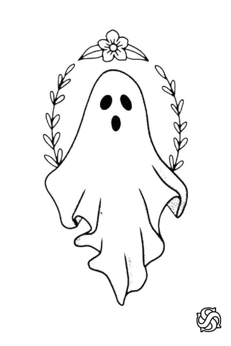 Ghost Ghost Ghost Tattoo Meaningful Drawings Halloween Embroidery