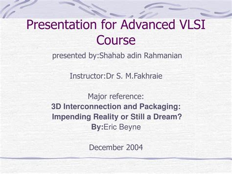 Ppt Presentation For Advanced Vlsi Course Powerpoint Presentation Free Download Id2780398