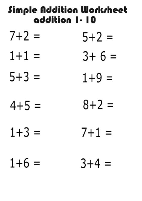 Simple Addition Worksheets This Simple Addition Worksheet Helps To